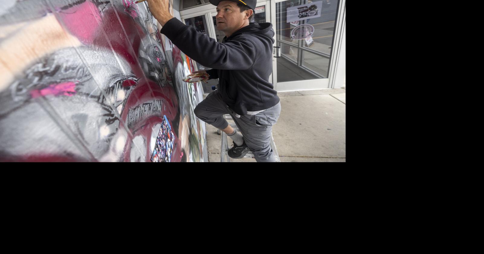 Montana Grizzlies receiver Bagley finishing Press Box mural