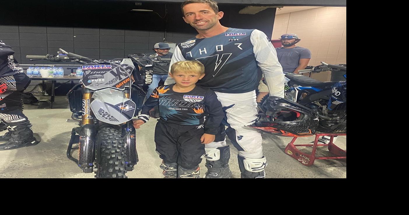 Butte freestyle motocross rider Keith Sayers and his son Gavin look ...