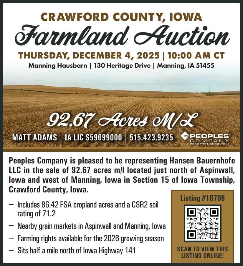 Farmland Auction - 92.67 Acres M/L