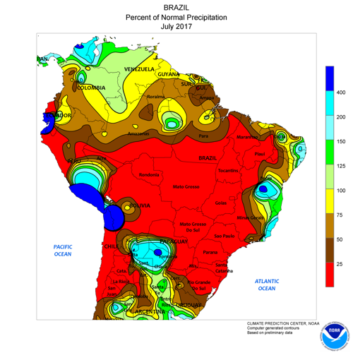 Brazil gets little July rain; Argentina corn harvest ahead of year ago
