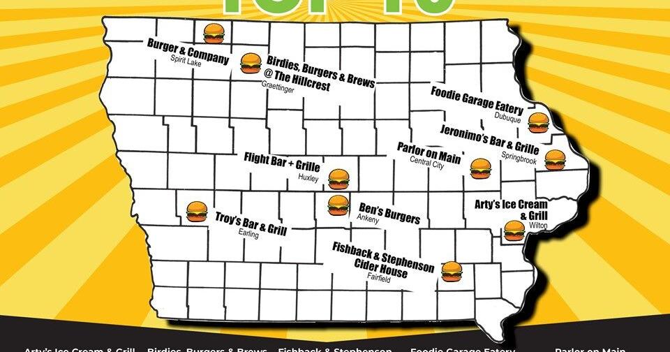 Top 10 fnalists named in Iowa's Best Burger Contest