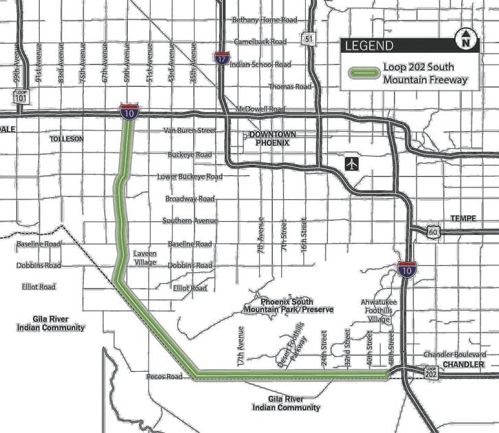 Map of 22-mile freeway addition | | ahwatukee.com