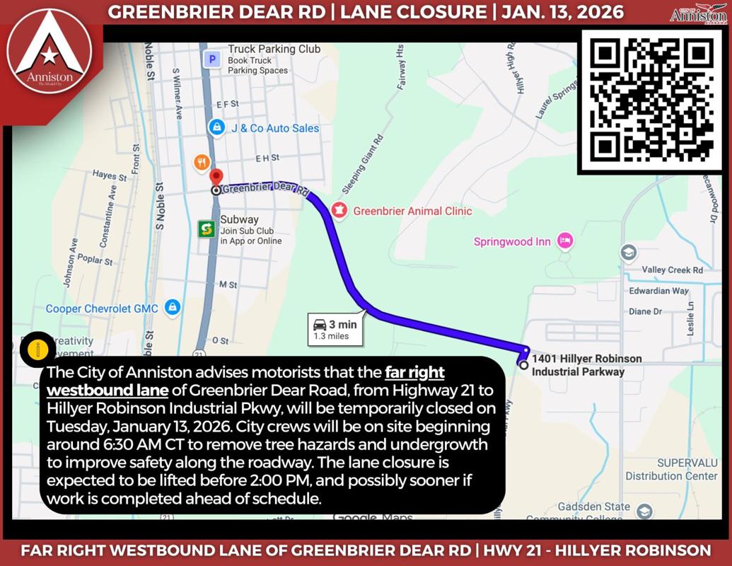 Right lane closure planned on Greenbrier Dear Road for Tuesday tree ...