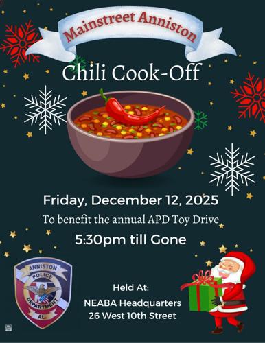 Mainstreet Anniston Chili Cook-Off returns to support APD Toy Drive ...