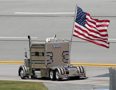 NASCAR racing icon John Ray takes his patriotic lap at Talladega ...