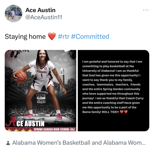 ROLL, ACE, ROLL: Spring Garden's Ace Austin says Alabama is 'home ...