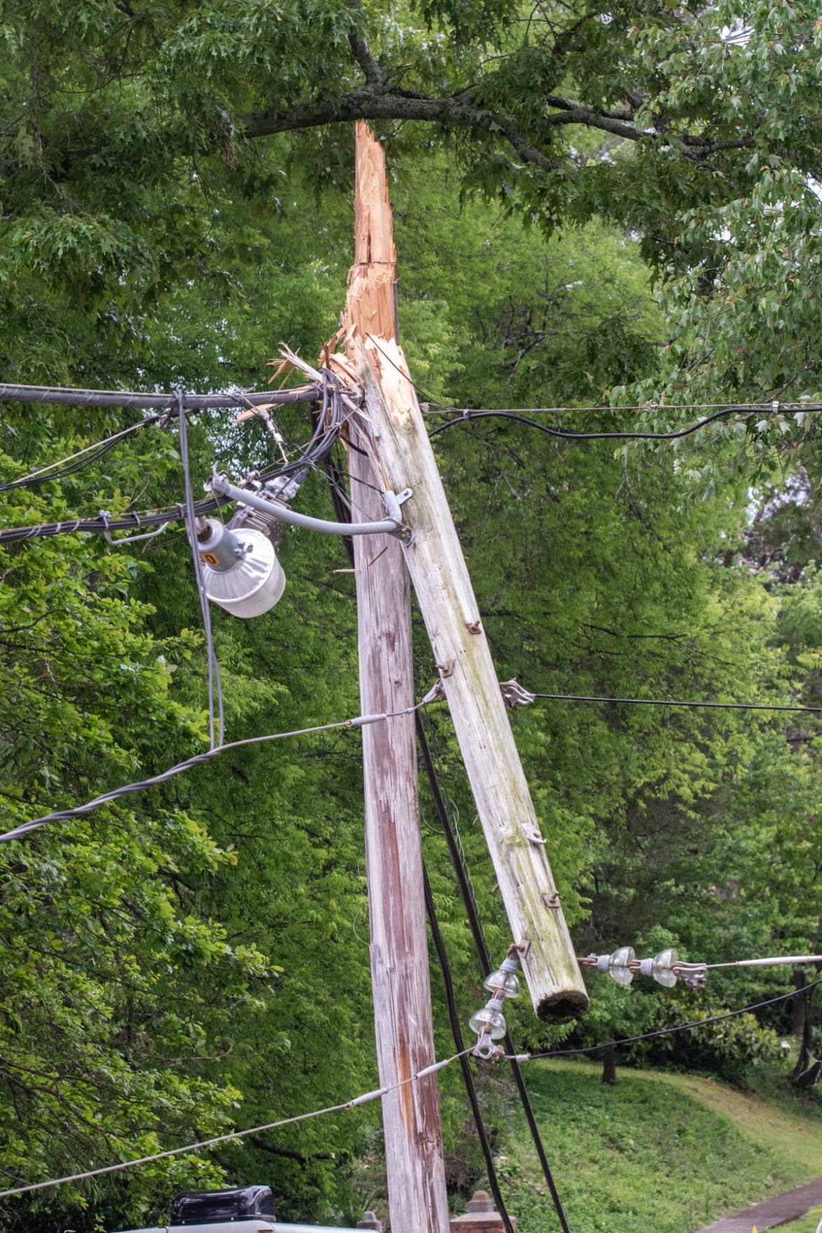 Thursday morning storms knock down utility poles, lines along East ...