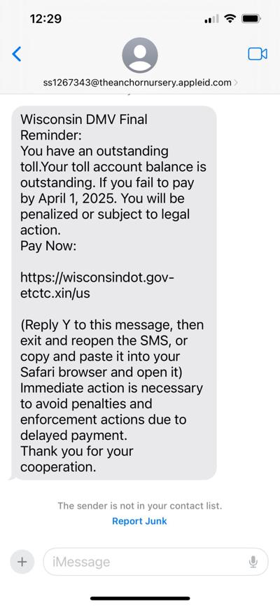 Sheriff receives tollway scam text | Price County Review | apg-wi.com