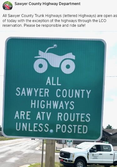 All county trunk highways in Sawyer County, outside of the LCO ...