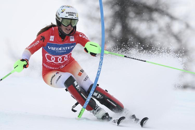 Mikaela Shiffrin leads 1st run in a World Cup slalom in sight of 100th ...