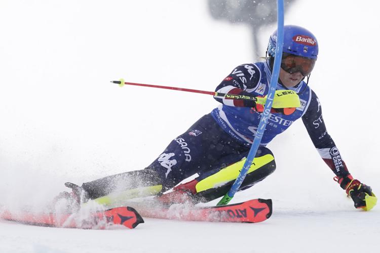 Mikaela Shiffrin leads 1st run in a World Cup slalom in sight of 100th ...