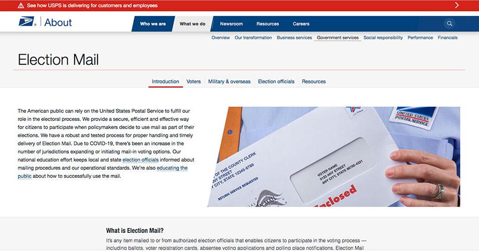 U.S. postal service launches new election mail website | Valley Life ...