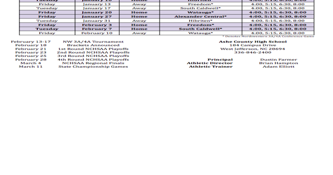 Mark your calendars for ACHS' winter sports | Sports | ashepostandtimes.com