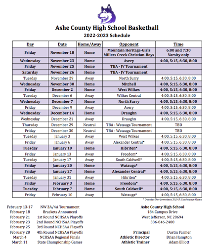 Mark your calendars for ACHS' winter sports | Sports | ashepostandtimes.com