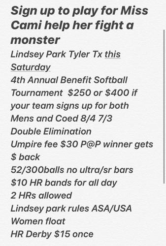 Annual softball tournament benefiting Cami Clements in Tyler this ...