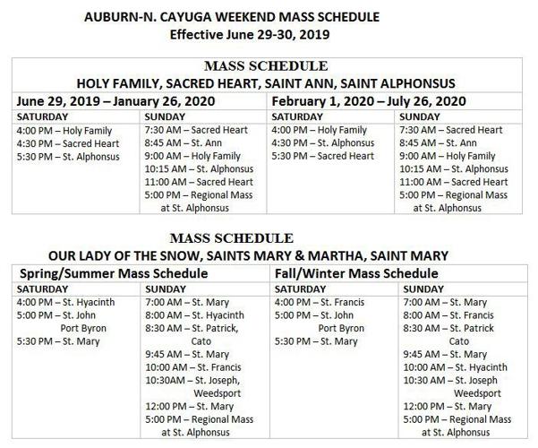 Lioi: Mass schedule changes ahead for Cayuga County Catholic churches