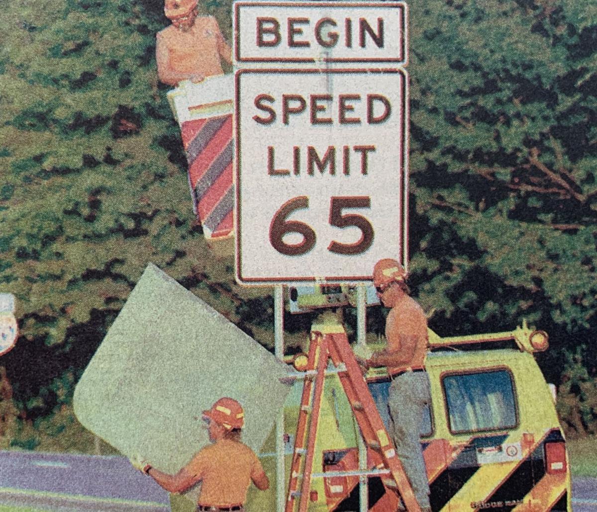 Look back: Thruway reveals 65 mph speed signs