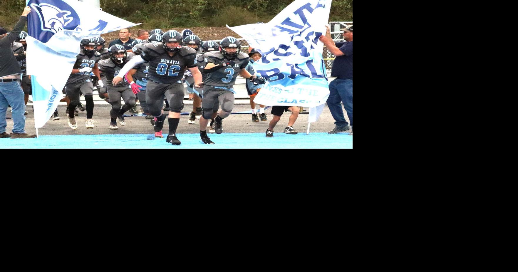 Moravia football routs Groton in first game at Scarry field