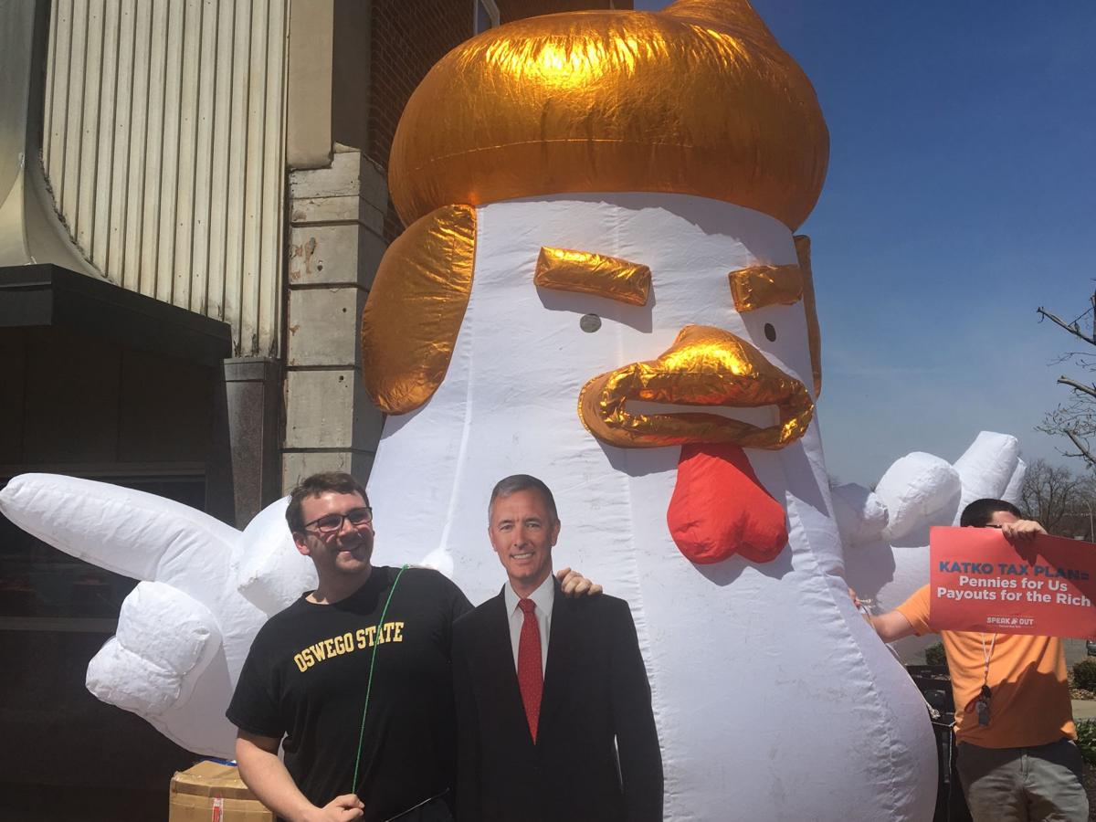 Activists bring in 'Trump Chicken' for Auburn protest against Katko's ...