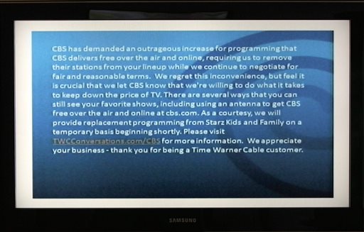 Time Warner Cable drops CBS in NY, LA, Dallas