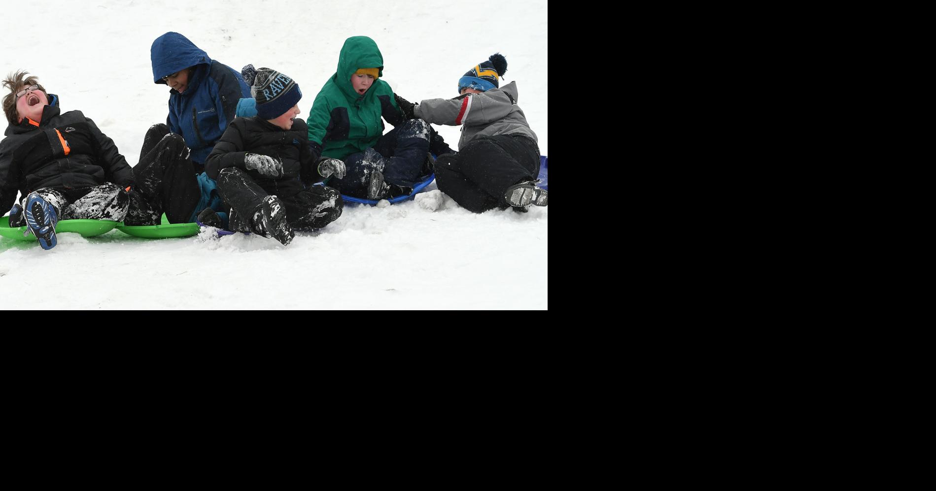 Gallery: Gym class sledding at Owasco Elementary School