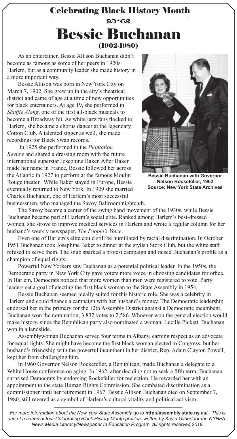 Newspapers in Education Black History Month profile: Bessie Buchanan Newspapers in Education Black History Month profile: Bessie Buchanan