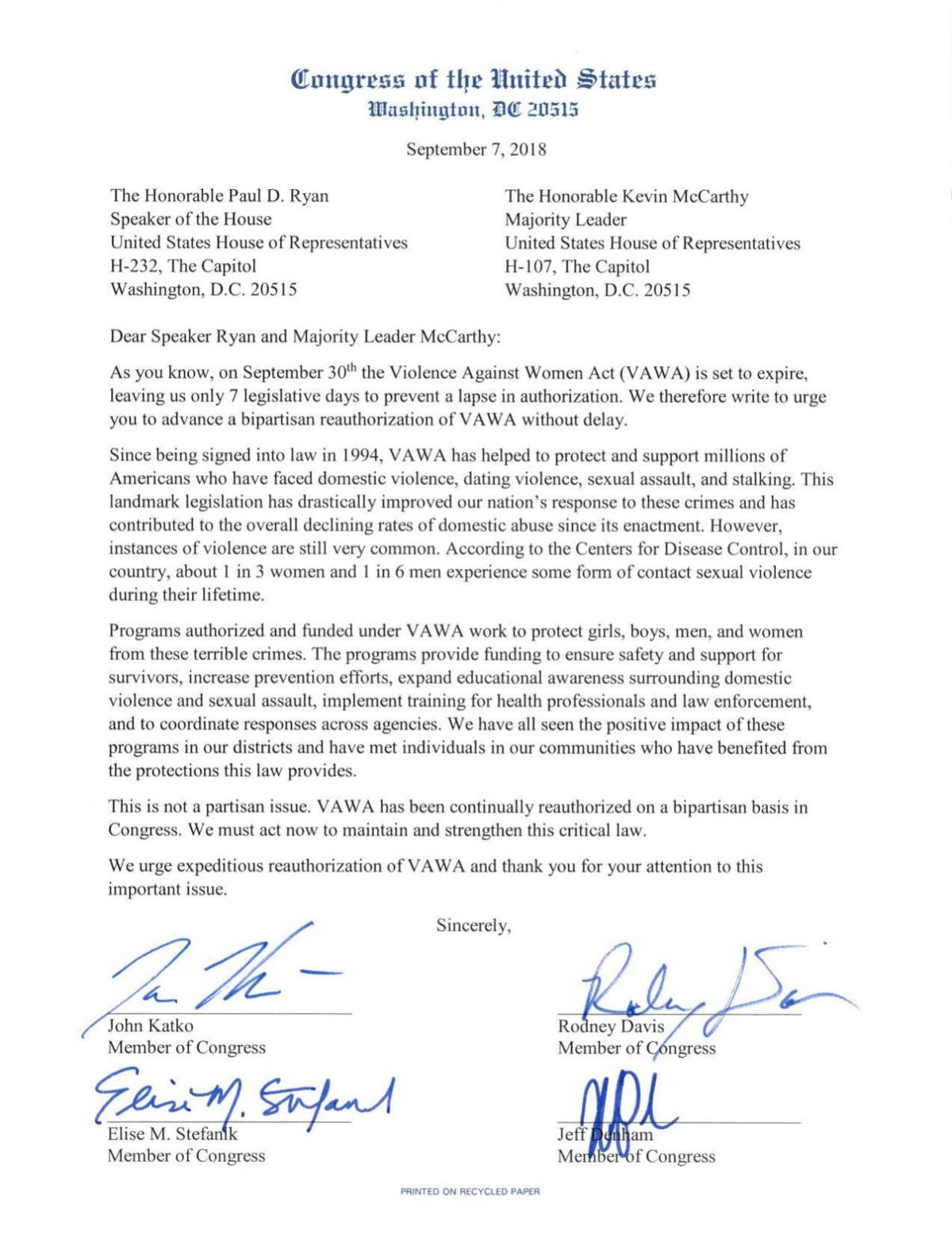 Rep. John Katko leads GOP call to renew Violence Against Women Act