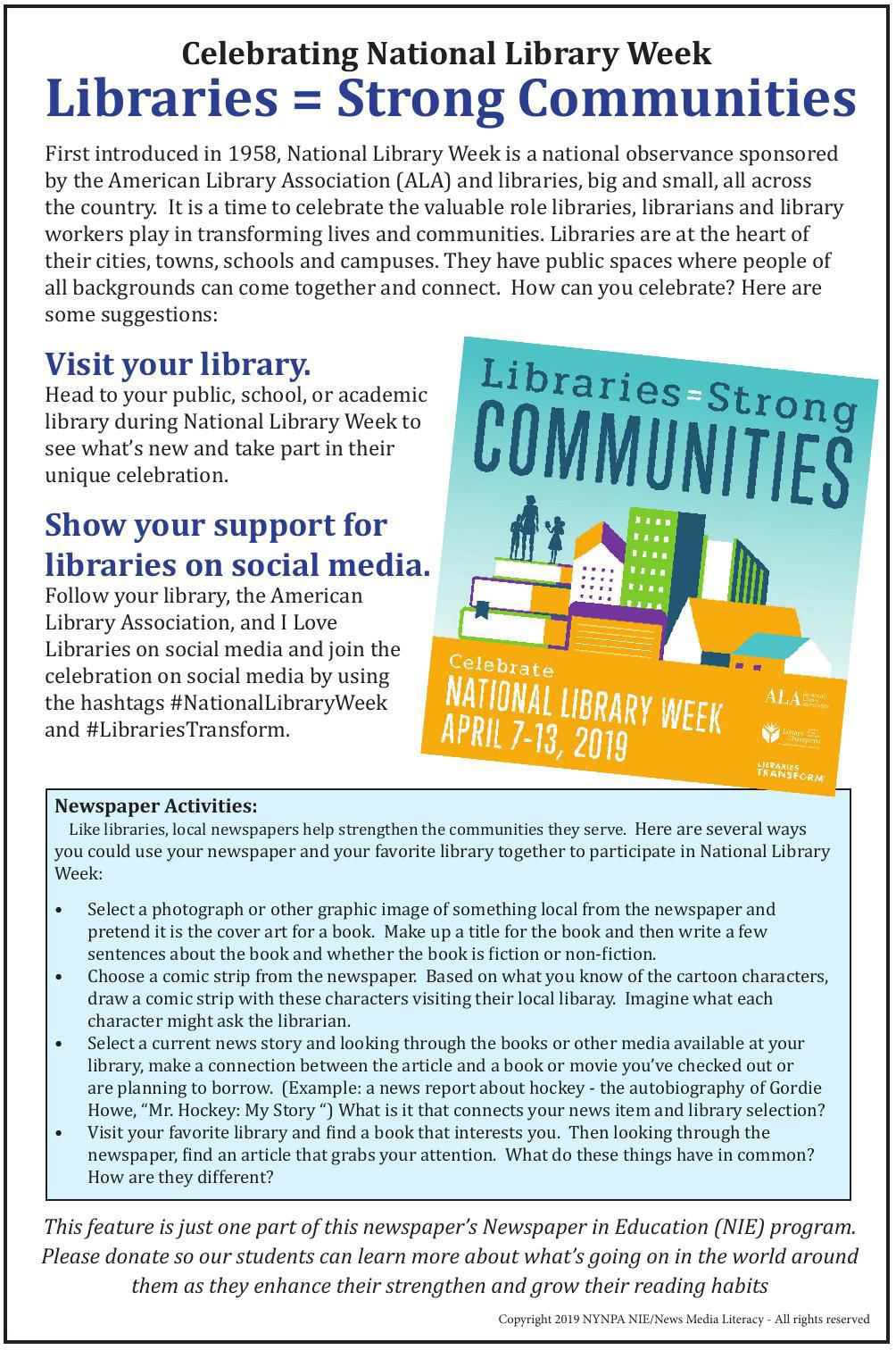 Newspapers in Education recognizes National Library Week
