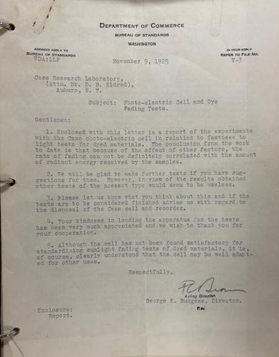 Case lab studied how fabric colors fade (Cayuga Museum)