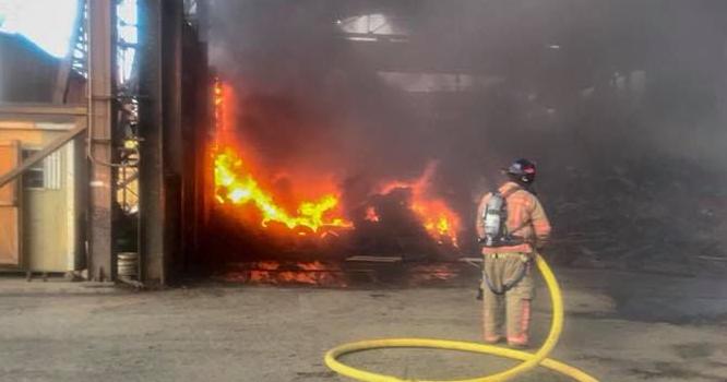 Crews battle scrap metal fire at Nucor in Auburn
