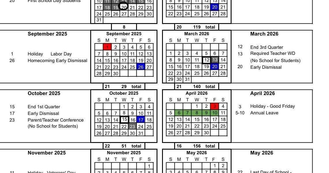 Avery County Schools 2025-26 school calendar | Community | averyjournal.com