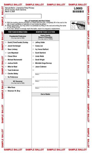 2024 Avery County Primary Election Sample Ballots | Government ...