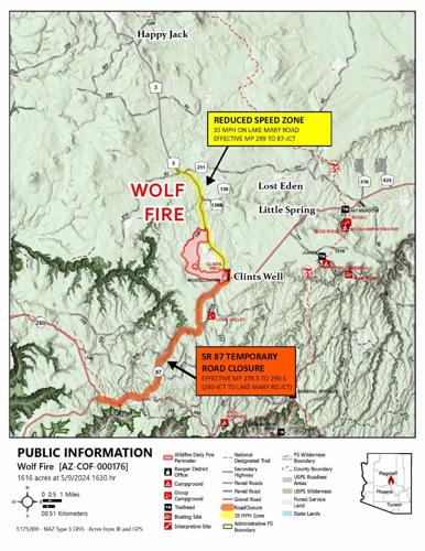 State Route 87 to close near Clints Well on Friday as Wolf Fire ...