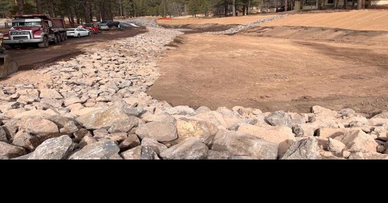 Newly constructed flood basins within the Museum Fire flood area ...