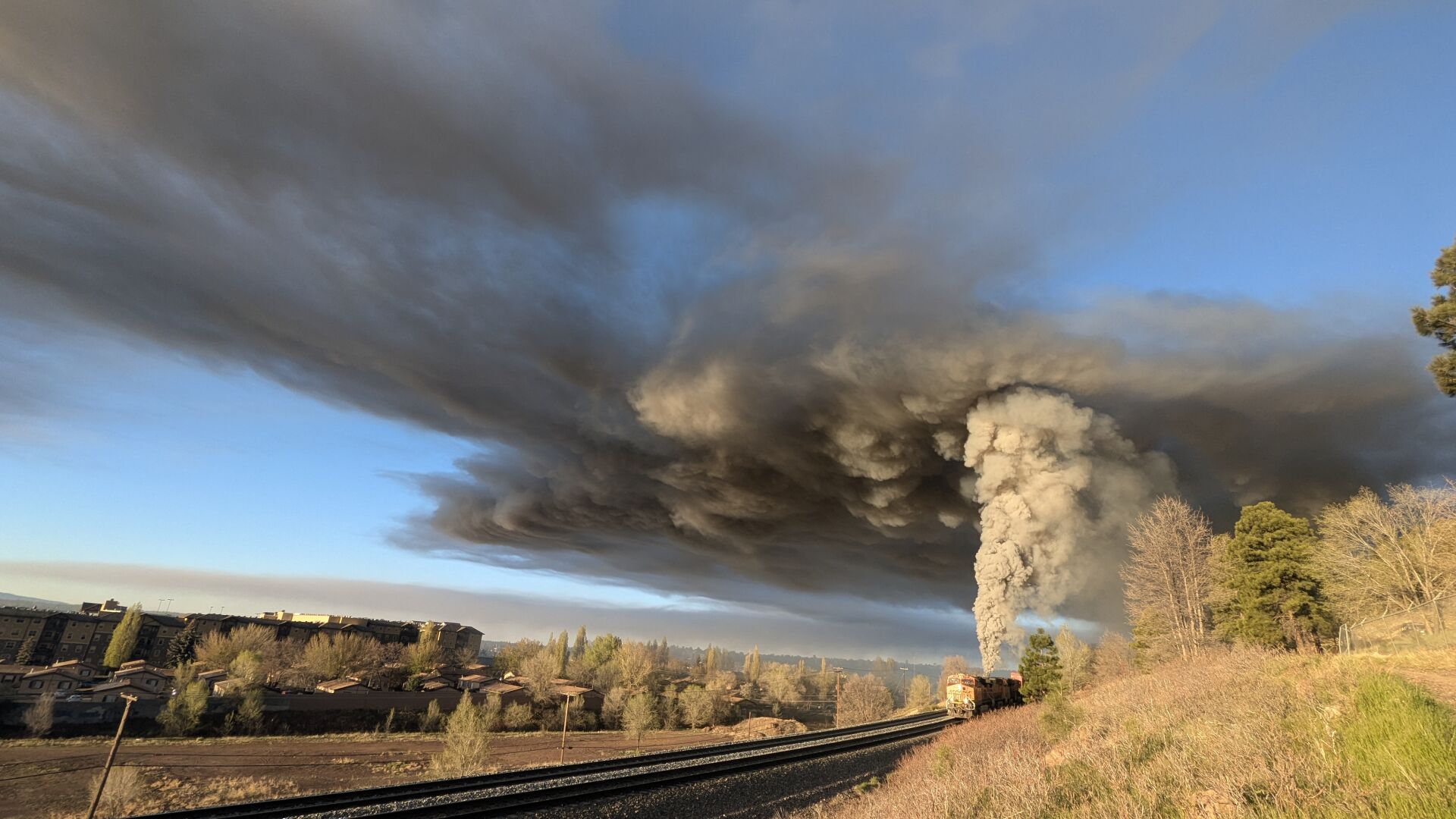 Train engine overheats, catches fire in west Flagstaff; blaze under ...