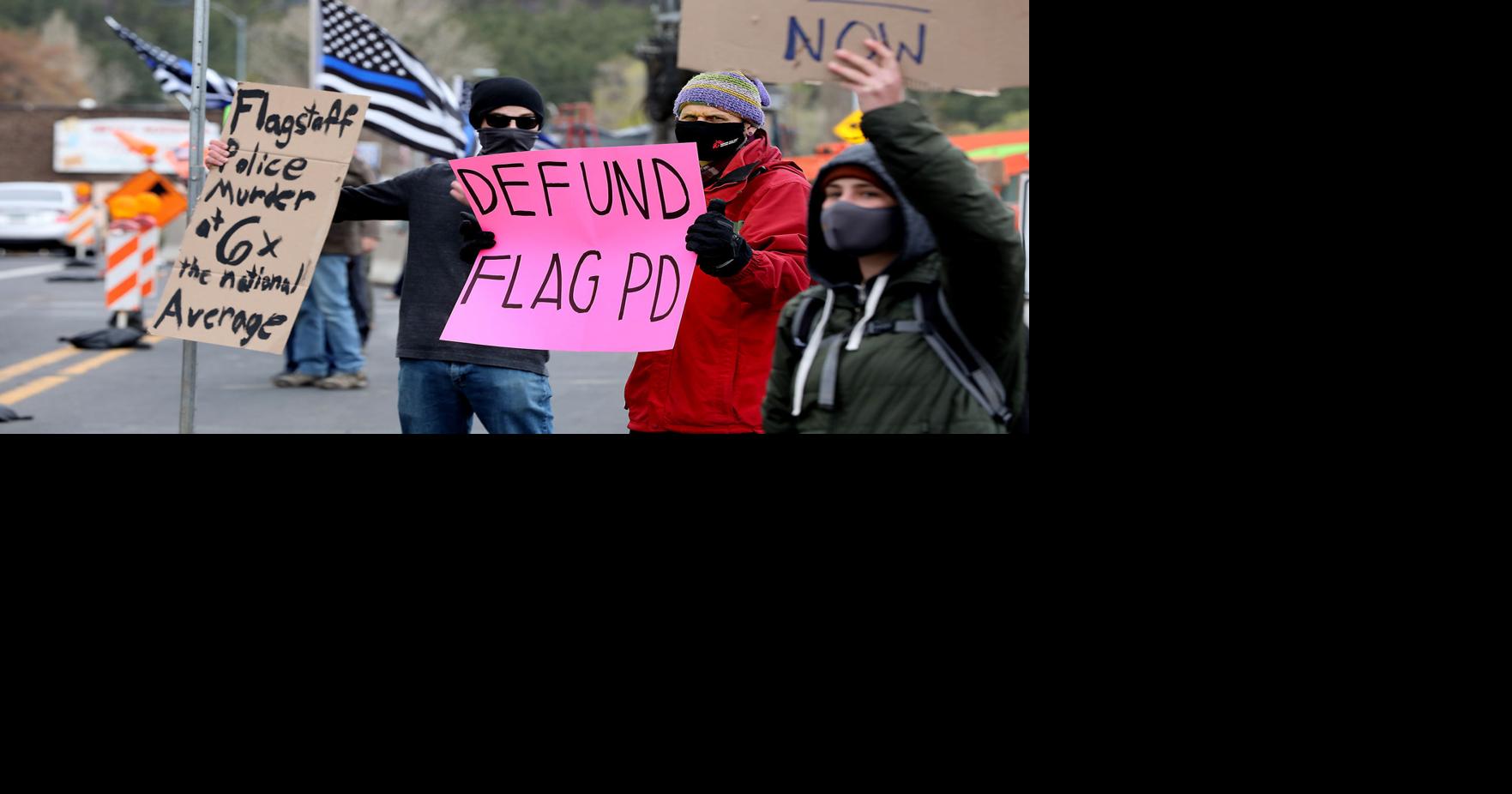 Police protesters, counter-protesters rally outside Flagstaff City Hall ...
