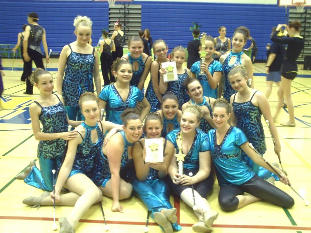 Flag baton twirling group excels