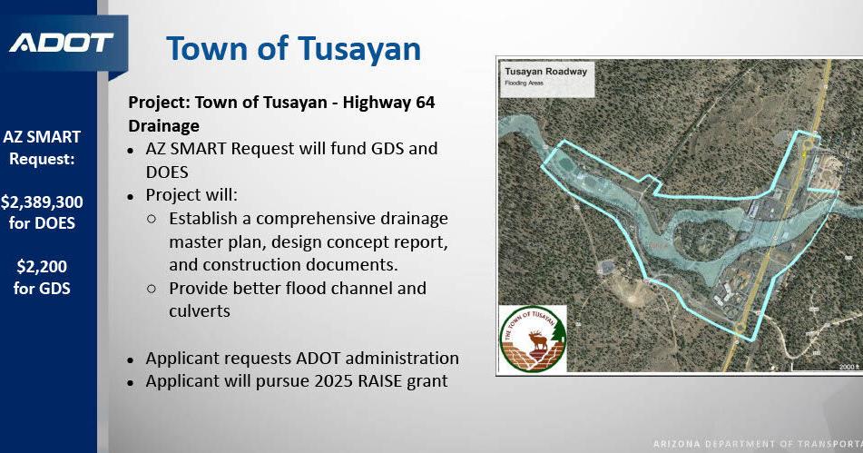 $2.3 million awarded to Tusayan by ADOT; County Board also approves FEMA grant application ...