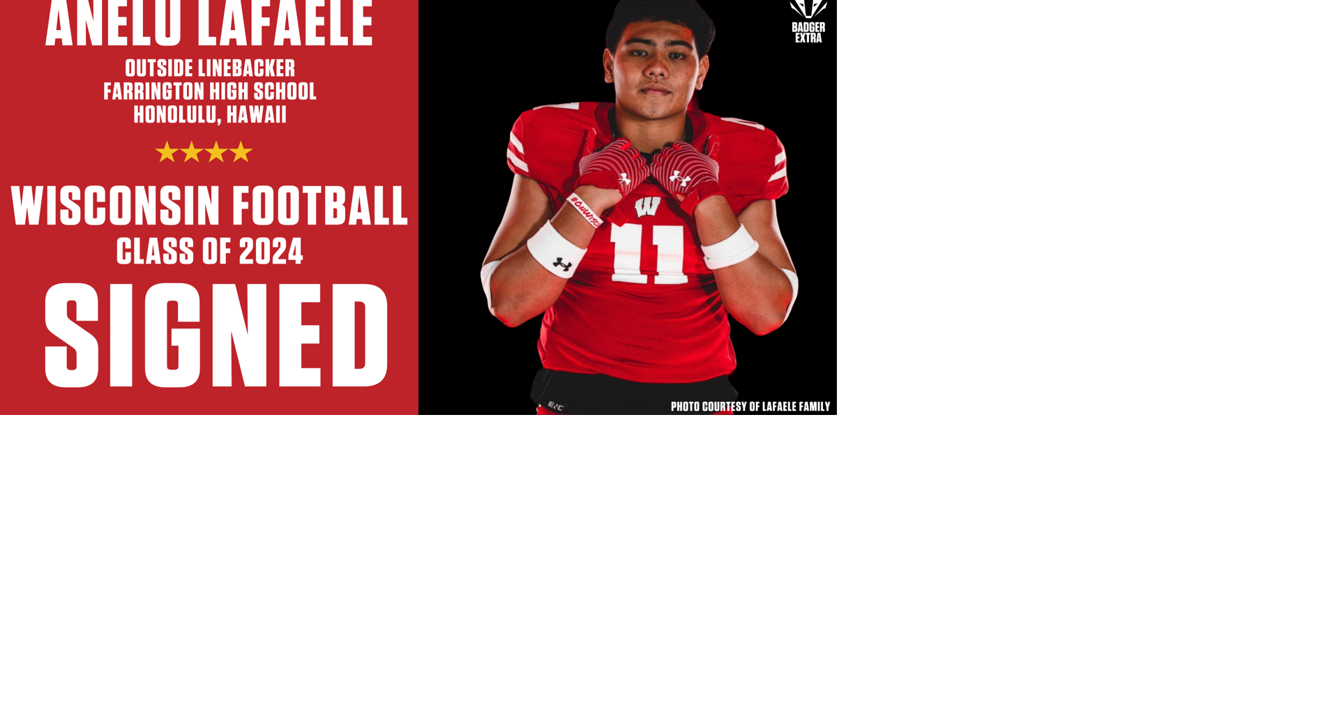 Linebacker Anelu Lafaele signs with Wisconsin football