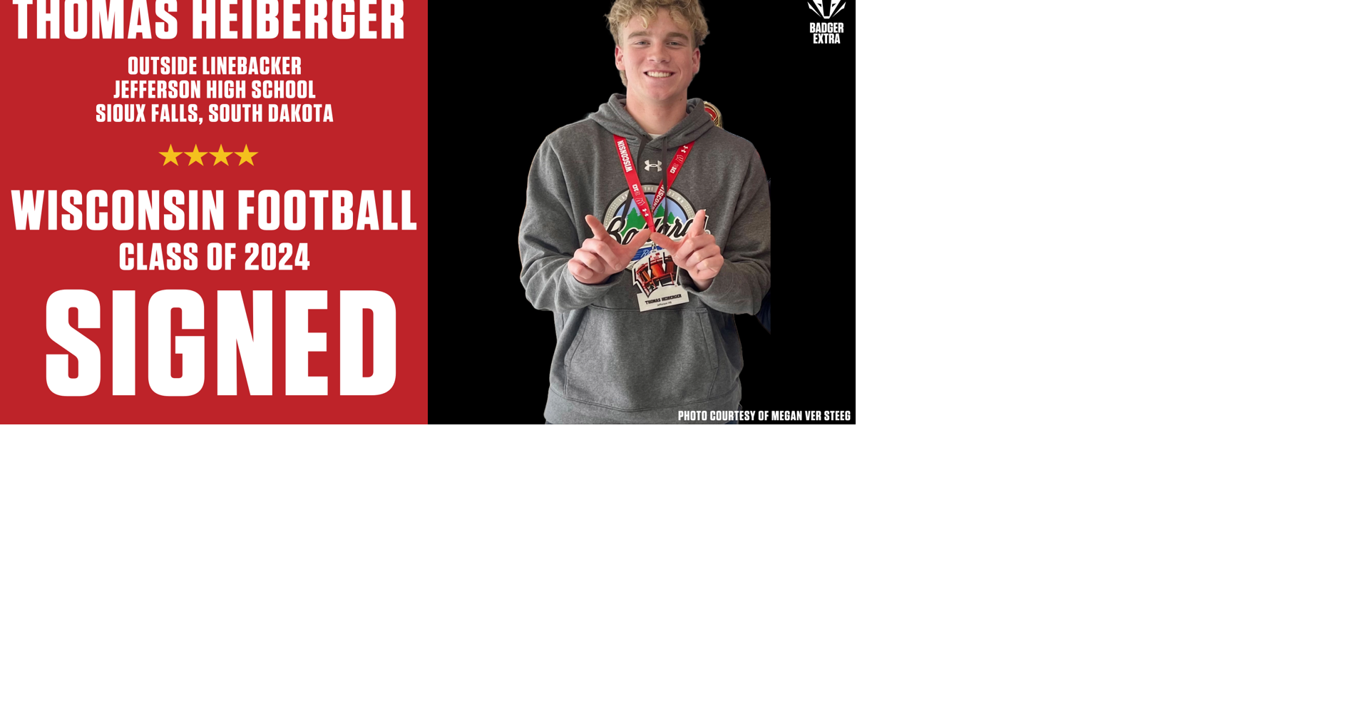 Linebacker Thomas Heiberger signs with Wisconsin football