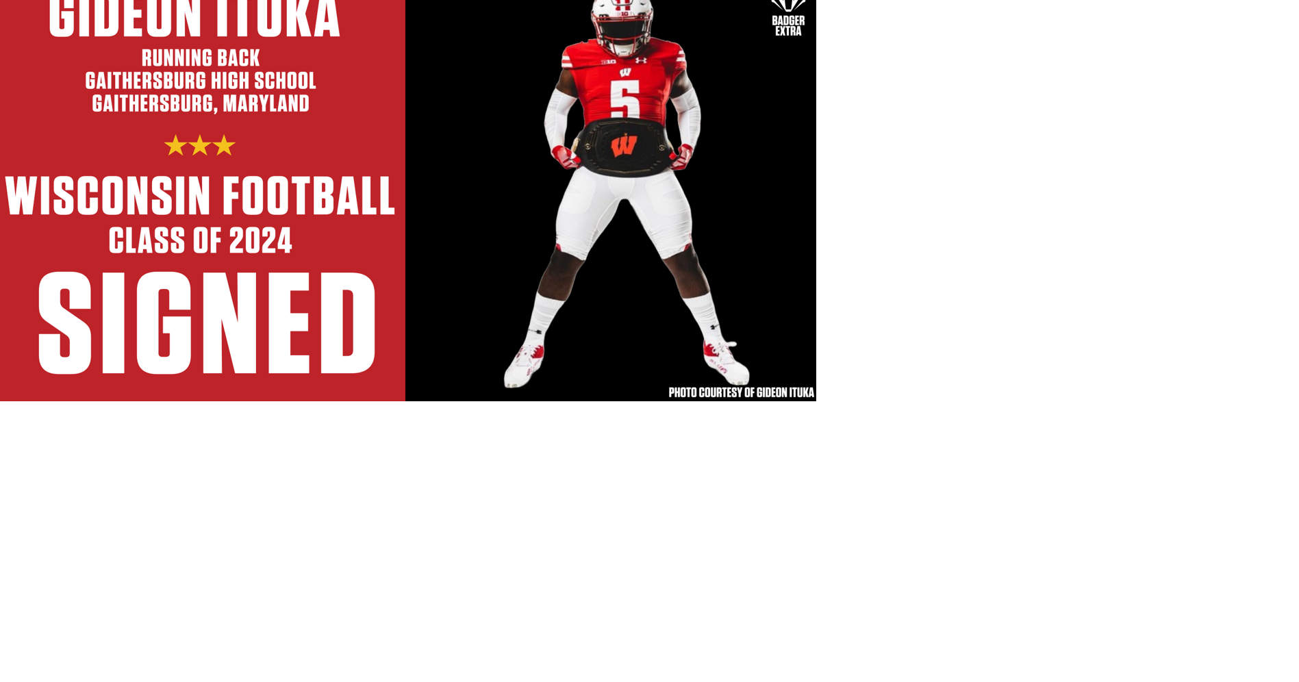 Running back Gideon Ituka signs with Wisconsin football