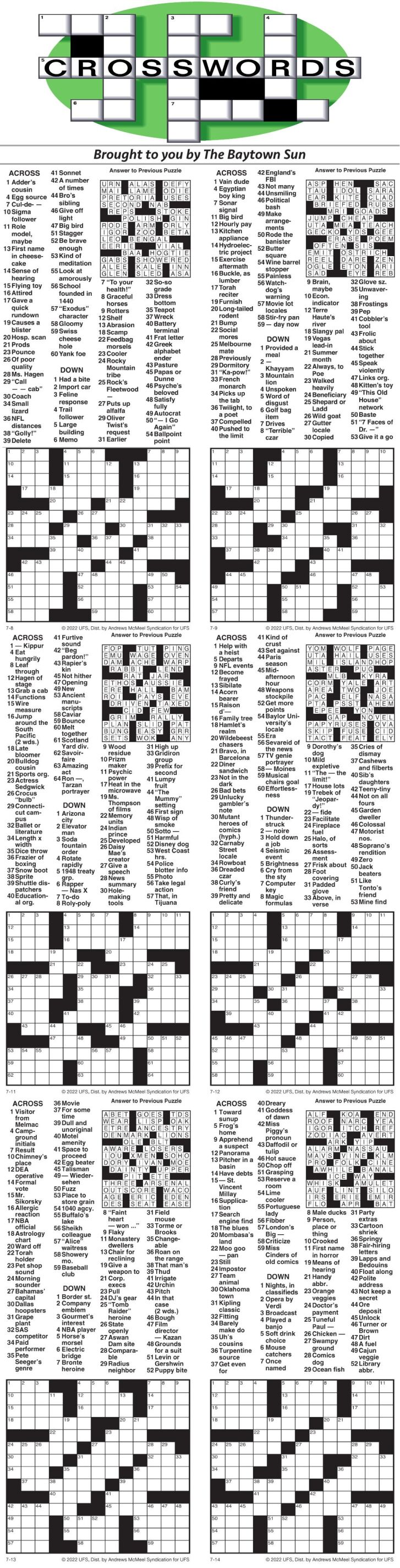 Crossword | Entertainment | baytownsun.com