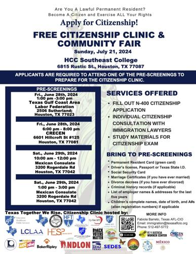 Free Houston Citizenship Clinic, Community Fair set for July 21 | Local ...