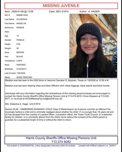 Parents, HCSO seek missing teen | Local | baytownsun.com