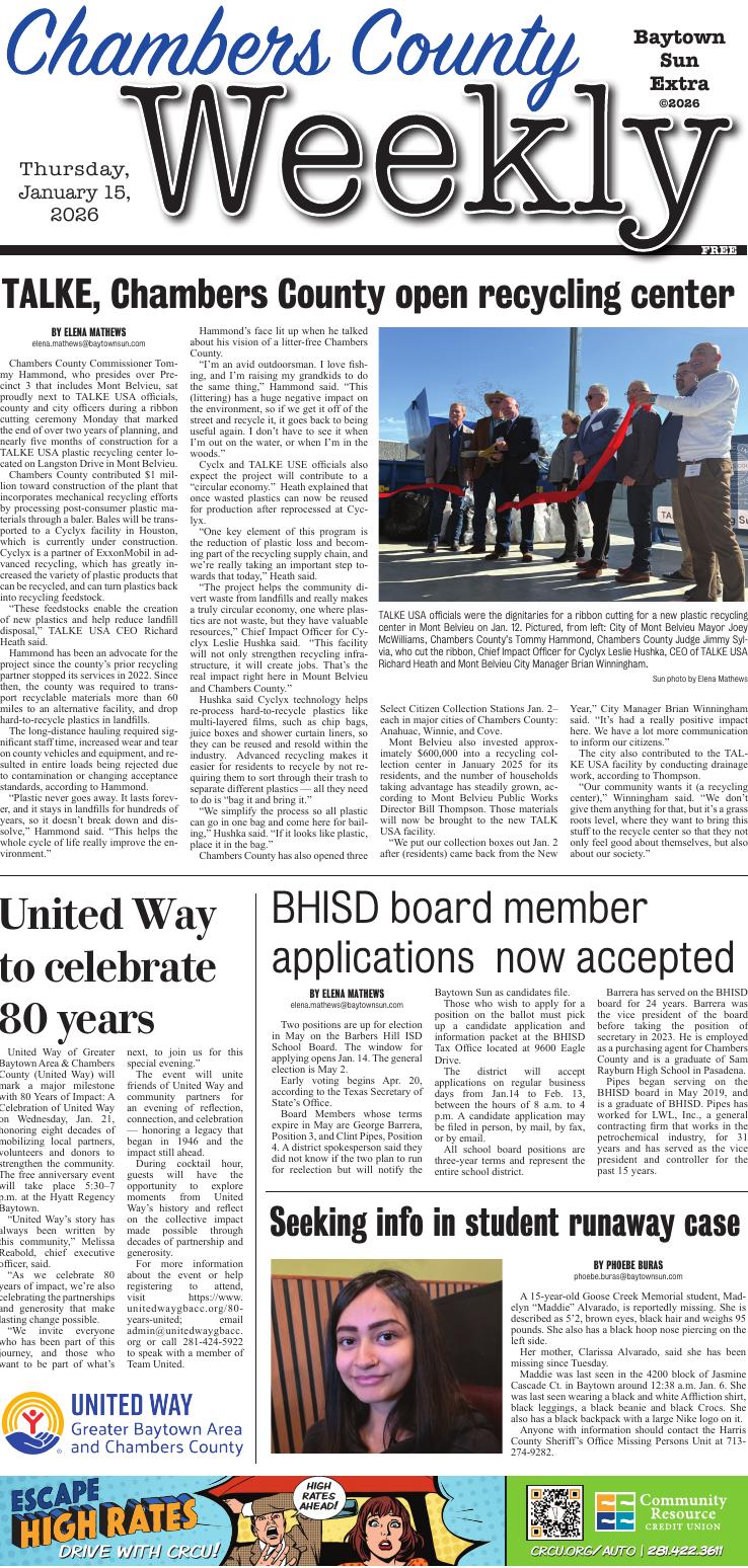 Page 01 | Chambers County Weekly | baytownsun.com