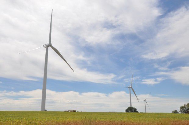 Wind farm reaching for the sky