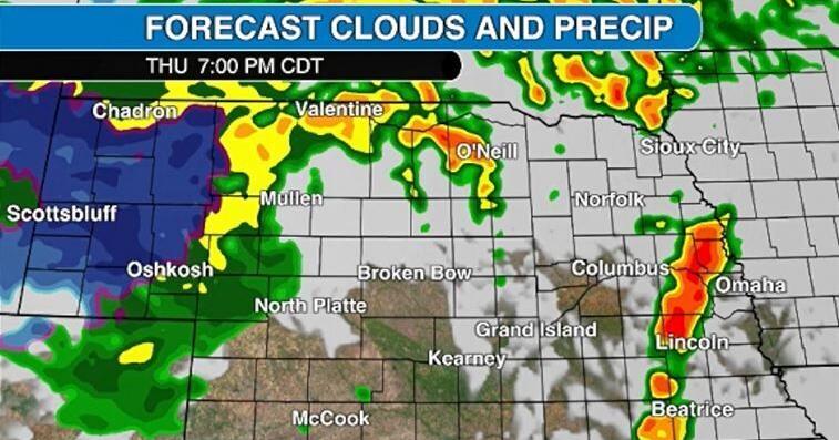Severe storms colder temperatures weather forecast Nebraska