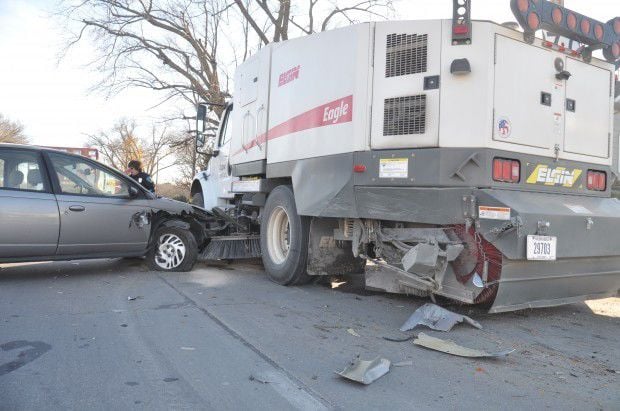 Crash with street sweeper sends one to hospital