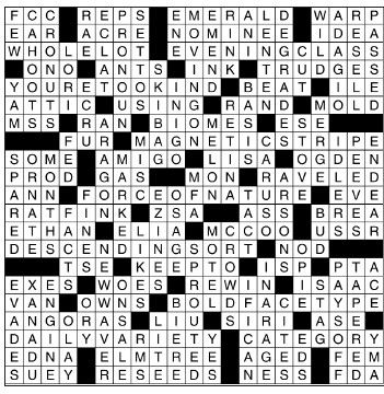 ANSWER TO SUNDAY CROSSWORD PUZZLE | Local News | bedfordgazette.com
