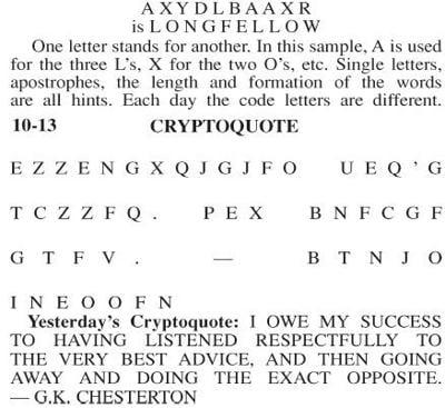 CRYPTOQUOTE | Local News | bedfordgazette.com